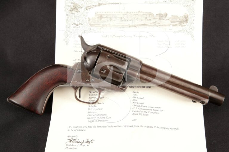 Colt 1873 SAA 1st Gen. Artillery Model, U.S. Marked & Lettered, Nickel 5 1/2 Single Action Army ...