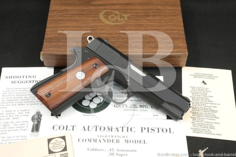 Colt Commander Light Weight CLW 9mm Luger Semi-Automatic Pistol, 1969 C ...