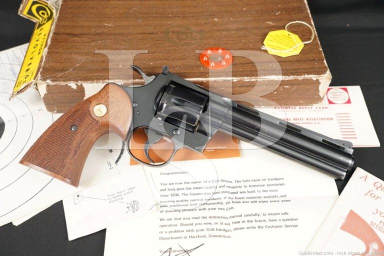 Colt Python Model Blue 6″ .357 Magnum Double Action Revolver & Box 1964 ...