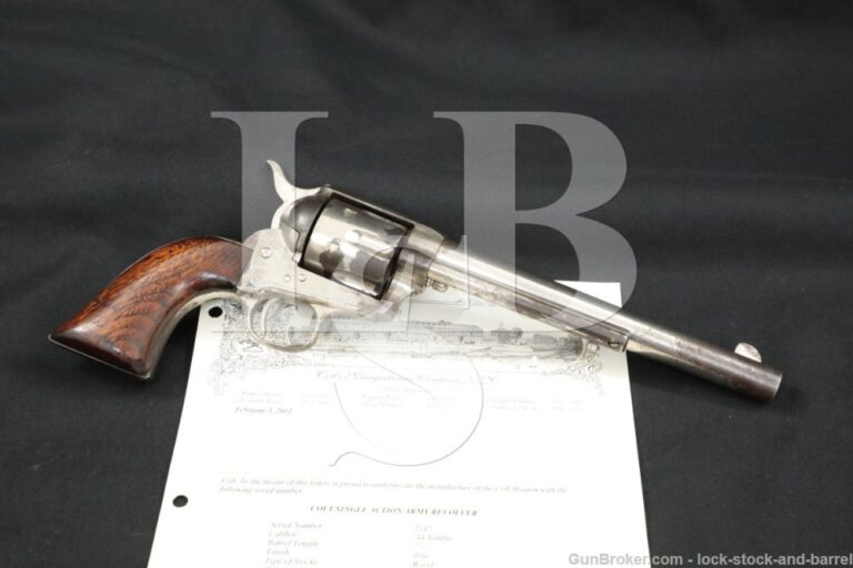 Colt Single Action Army SAA .44 Rimfire RF Revolver & Letter, 1877 ...