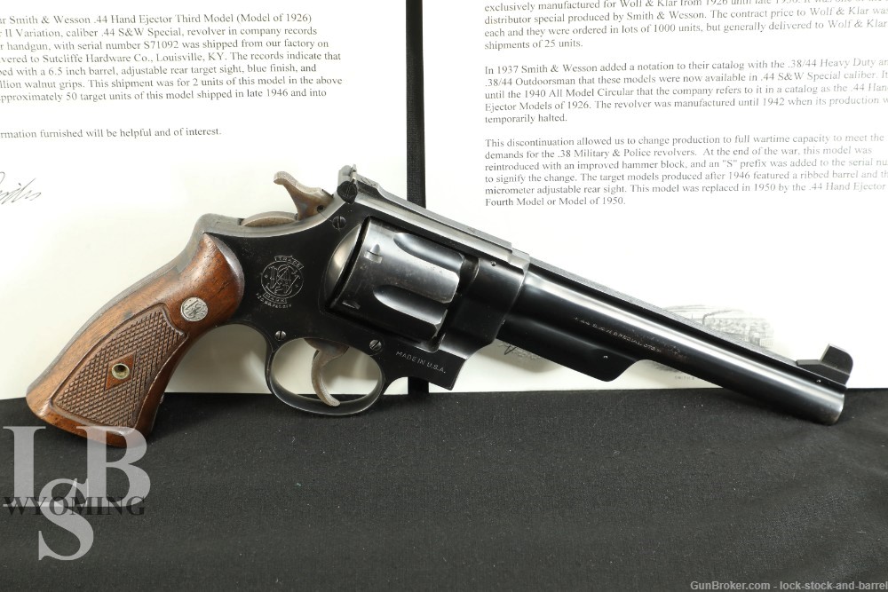 Smith & Wesson S&W .44 Hand Ejector 1926 3rd Model Target , Revolver 6 ...
