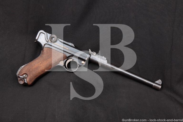 WWI German DWM Long P.08 Artillery Luger 9mm Semi-Auto Pistol, MFD 1917 ...